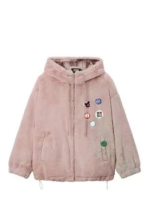 MINI CREAM Hooded Appliqué Jacket - Pink