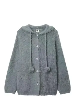 B+AB Hooded Pom-pom Cardigan - Grey