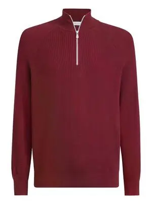 Brunello Cucinelli Rib Half Zip Jumper - Red