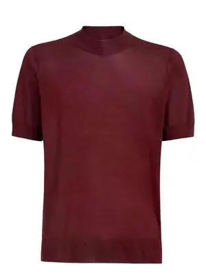 Brunello Cucinelli Mock-neck Knit T-shirt - Red