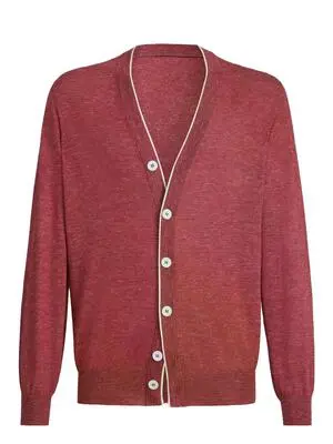 Brunello Cucinelli Button-fastening V-neck Cardigan - Red