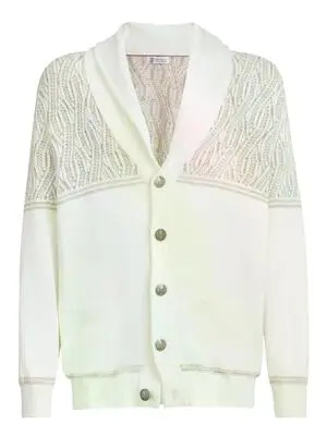 Brunello Cucinelli Cotton Jacquard Cardigan - White