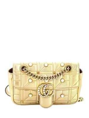 GUCCI GG Marmont Pearly Embellished Mini Shoulder Bag