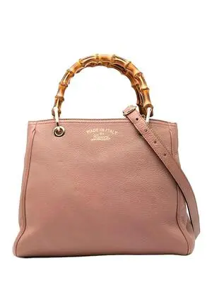 Gucci 2000-2015 Small Calfskin Bamboo Shopper Satchel - Pink