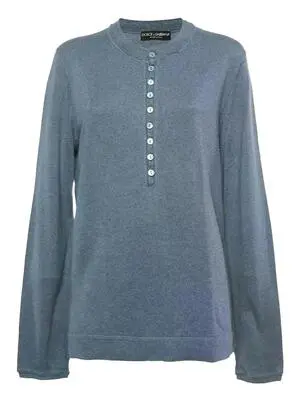 Dolce & Gabbana Button-front Cotton Top - Blue