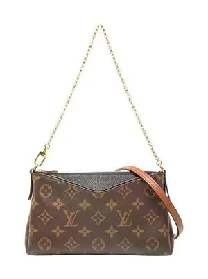 LOUIS VUITTON 2016 Monogram Pallas Clutch Satchel - Black