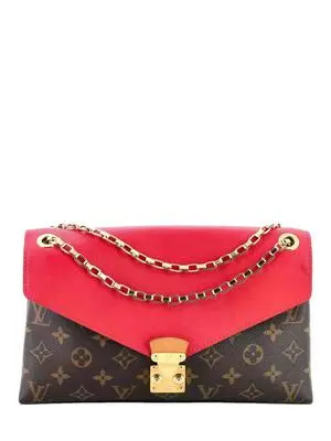 LOUIS VUITTON Pallas Chain Monogram Canvas And Calfskin Shoulder Bag - Brown