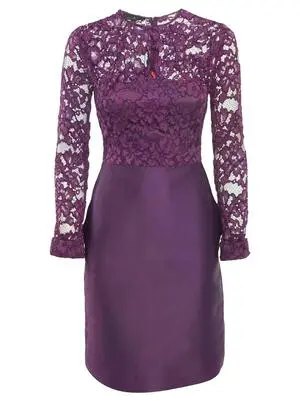 Carolina Herrera Lace Bodice Satin Dress - Purple