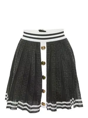 Balmain Monogram Pleated Skirt - Black