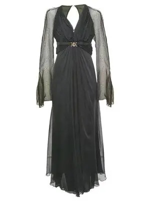 Versace Draped Silk Maxi Dress - Black