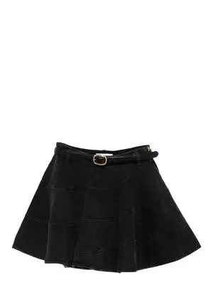 SELF-PORTRAIT Belted Panelled Mini Skirt - Black