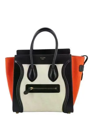 Celine Tricolor Luggage Canvas And Leather Micro Tote - Black