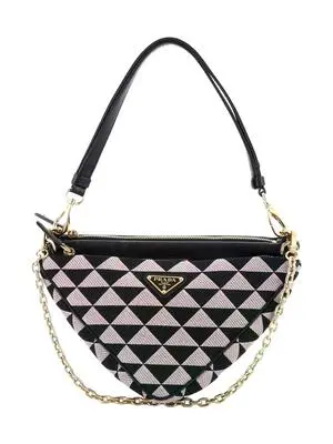Prada Double Symbole Triangle Mini Shoulder Bag - Black