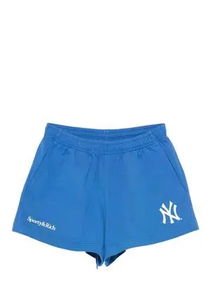 SPORTY & RICH Logo-print Mini Shorts - Blue