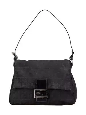 Fendi 2000-2010 Zucca Canvas Mamma Forever Shoulder Bag - Black