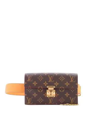 LOUIS VUITTON S Lock Pouch Monogram Canvas Belt Bag - Brown