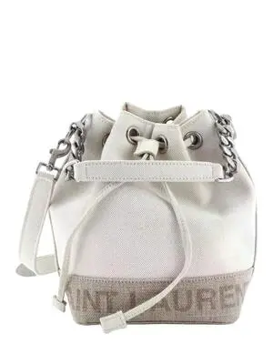 Saint Laurent Rive Gauche Canvas Mini Bucket Bag - Neutrals