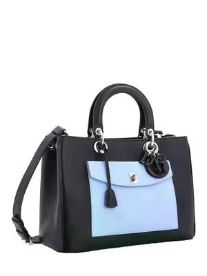 Dior Diorissimo Pocket Leather Medium Tote Bag - Black