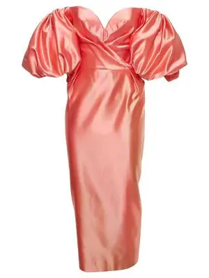 RASARIO Satin Midi Dress - Pink