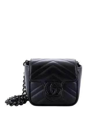 Gucci Gg Marmont Flap Matelasse Mini Belt Bag - Black