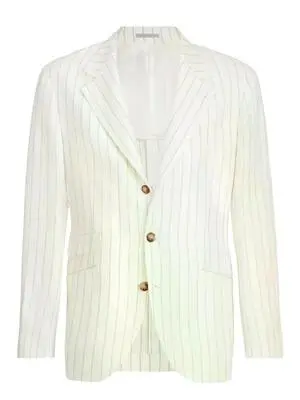 Brunello Cucinelli Striped Blazer - White