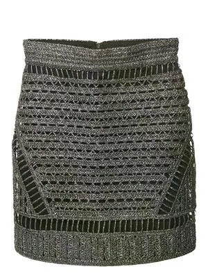 Maje Metallic Lurex Mini Skirt - Silver