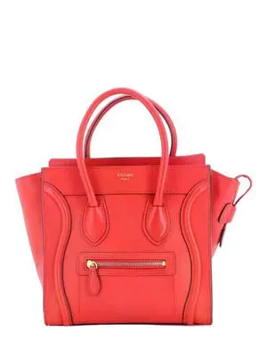 Celine Luggage Bag Grainy Leather Micro Tote - Red