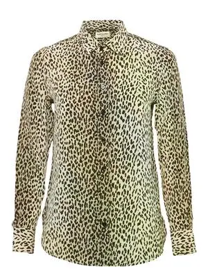 Saint Laurent Silk Leopard Print Shirt - Neutrals