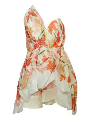 Zimmermann Floral-print Draped Top - Orange