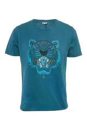 Kenzo Tiger-print Cotton T-shirt - Blue
