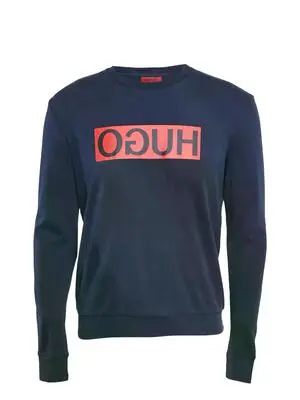 Hugo Logo-print Crew-neck Sweatshirt - Blue