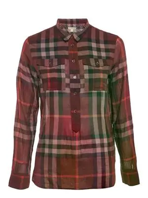 Burberry Check Half-placket Shirt - Red