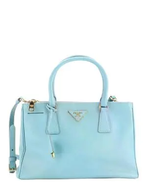 PRADA Double Zip Lux Saffiano Leather Small Tote Bag