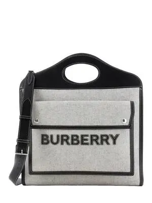 Burberry Logo Pocket Canvas Medium Crossbody Bag - Black
