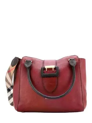 Burberry Buckle Leather Medium Tote Bag - Red