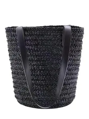 Saint Laurent Panier Basket Raffia Small Tote Bag - Black