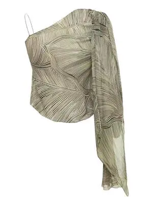 Max Mara Printed One-shoulder Top - Neutrals