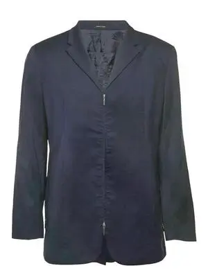 Emporio Armani Wool Zip-up Blazer - Blue