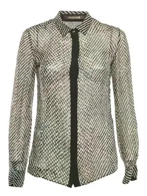 Roberto Cavalli Printed Silk Blouse - Grey