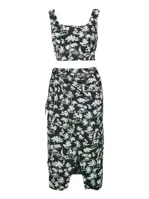 Maje Tropical-print Wrap Suit - Black
