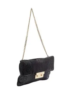 Michael Kors Snakeskin Embossed Chain Bag - Black