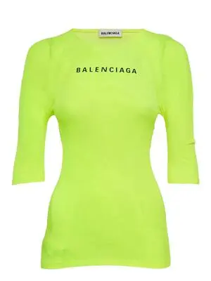Balenciaga Logo-print Mesh Top - Green