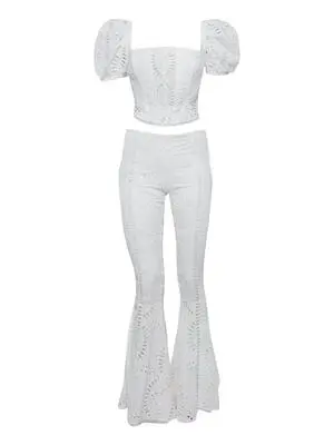 Charo Ruiz Ibiza Broderie Anglaise Trousers Set - White