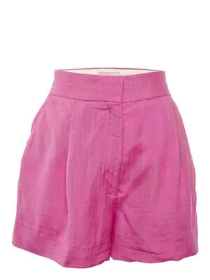 Sandro Pleated Crepe High-waisted Shorts - Pink