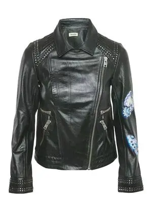 ZADIG&VOLTAIRE Studded Butterfly-Print Leather Jacket