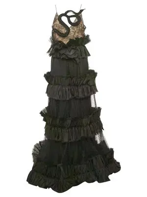 Gucci Beaded Tiered Gown - Black