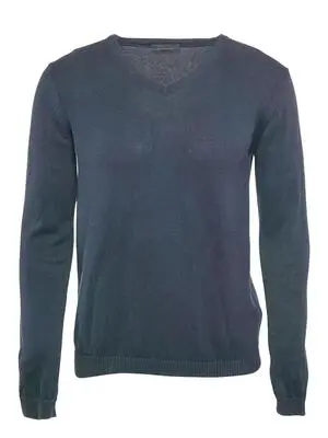 Prada V-neck Cotton Sweater - Blue