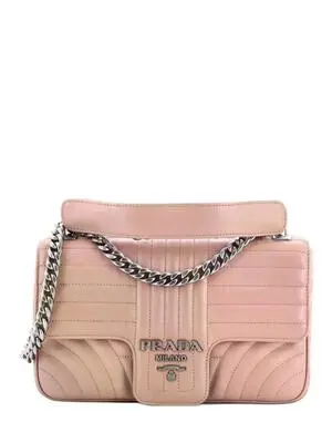 Prada Diagramme Quilted Leather Medium Crossbody Bag - Neutrals