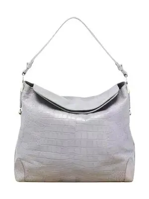 AIGNER 2000s Crocodile-embossed Shoulder Bag - Grey