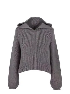 TWINSET Hooded Knit Sweater - Grey